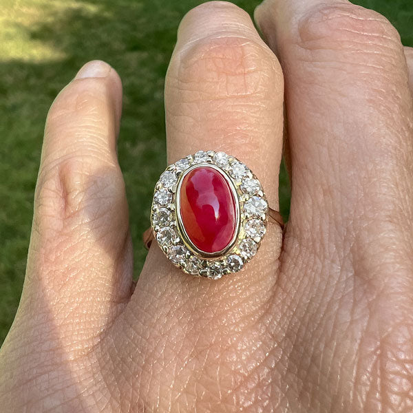 cabochon ruby and diamond ring