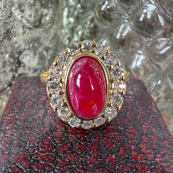 cabochon ruby and diamond ring