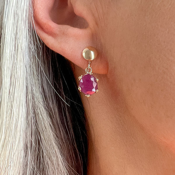 ruby stone drop earrings
