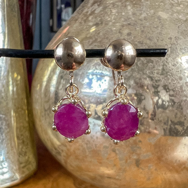 ruby stone drop earrings