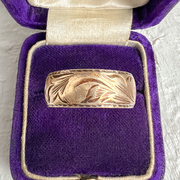 Antique Patterned Wedding Band, Size 9 3/4