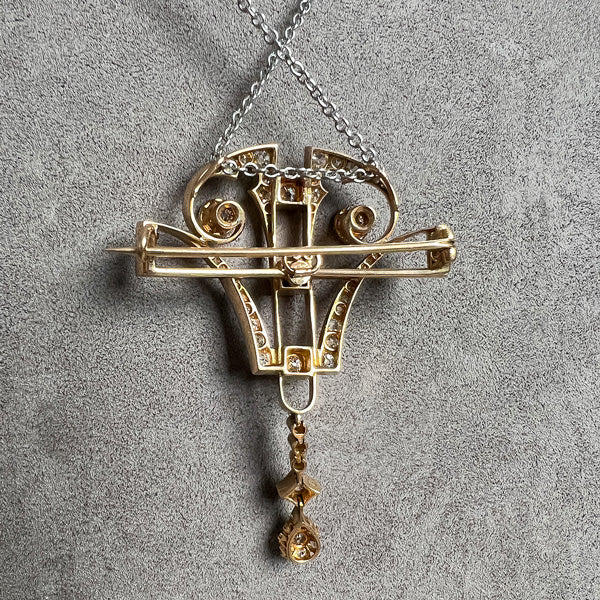 Art Deco Ruby & Diamond Pin & Pendant