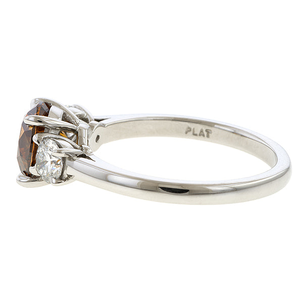 Fancy Color Diamond Three Stone Ring, RBC 1.60ct.