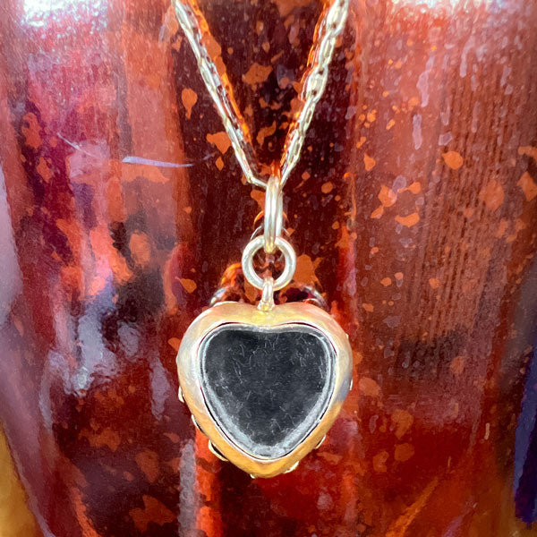 Victorian Enamel Rose Cut Diamond Heart Locket