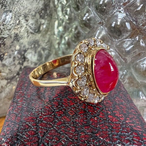 Vintage Cabochon Ruby & Diamond Ring