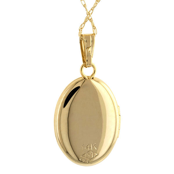 Petite Oval Locket Necklace, Yellow Gold