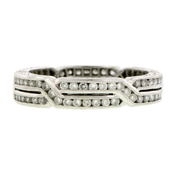 Geometric Crossover Diamond Eternity Band Ring, Platinum